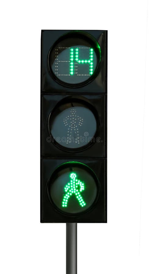 Modern Traffic Light with Timer and Pedestrian Signals Isolated on ...