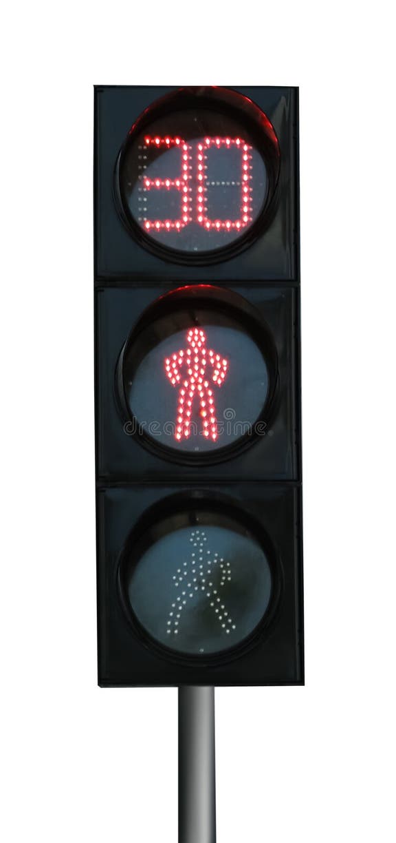 Modern Traffic Light with Timer and Pedestrian Signals Isolated on ...