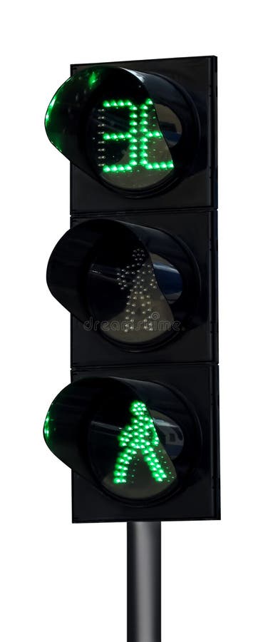 Modern Traffic Light with Timer and Pedestrian Signals Isolated on ...