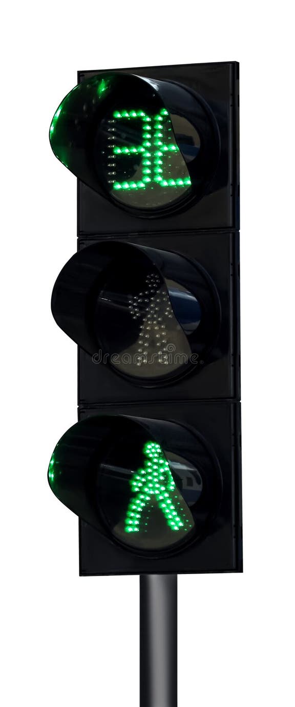 Modern Traffic Light with Timer and Pedestrian Signals Isolated on ...