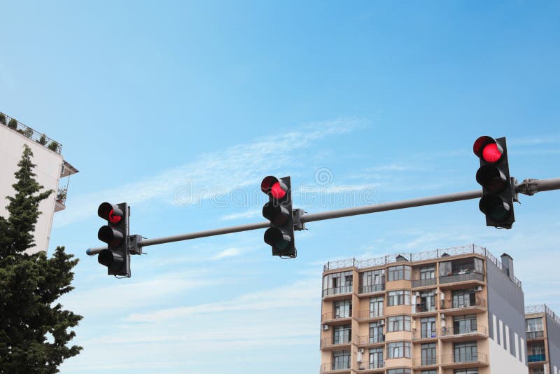 Modern Traffic Light with Timer and Pedestrian Signals Isolated on ...