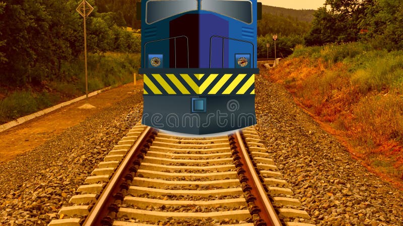 Modern Train Approaching the Train Station. Moving Animation. Stock ...