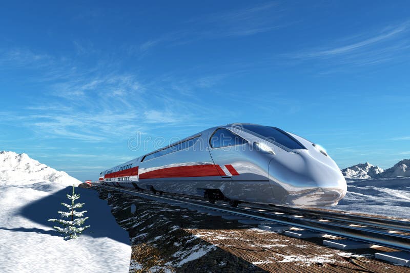 Winter high speed train stock illustration. Illustration of platform ...