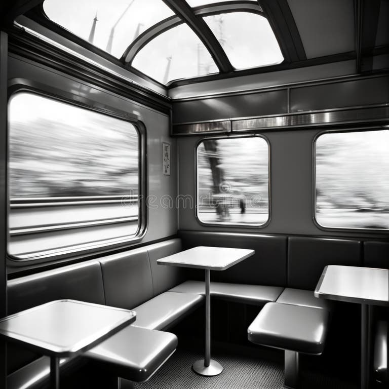 Modern Train Carriage Interior Scene Stock Image - Image of dark, space ...