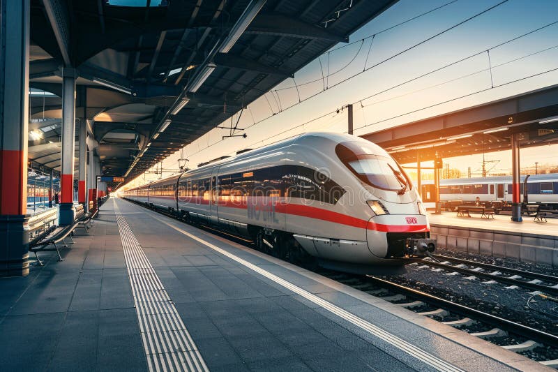 Modern Train on the City Railroad Station Stock Illustration ...