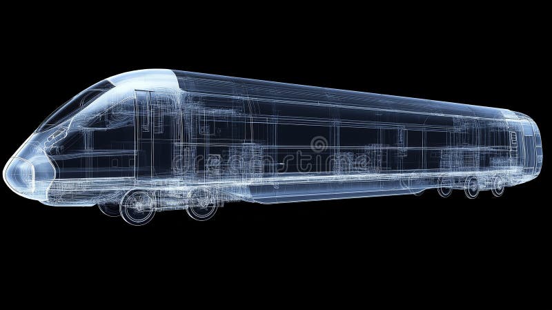 Modern Train Design Showcasing Wireframe Structure and Innovative ...