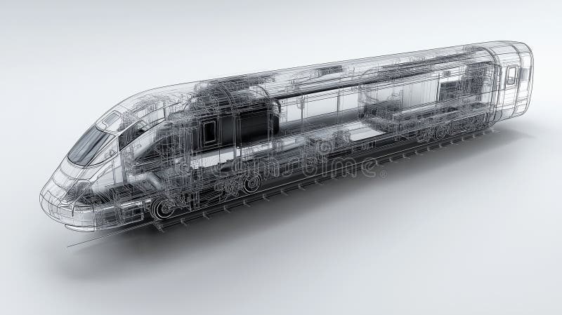 Modern Train Design Showcasing Wireframe Structure and Innovative ...