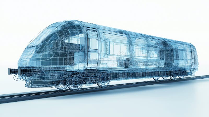 Modern Train Design Showcasing Wireframe Structure and Innovative ...