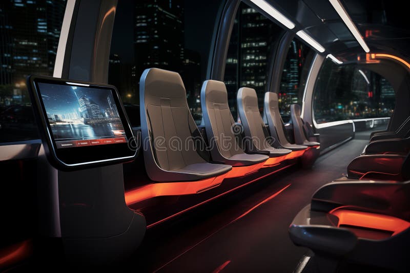 Modern Train Interior with Empty Passenger Seats. Generative AI Stock ...
