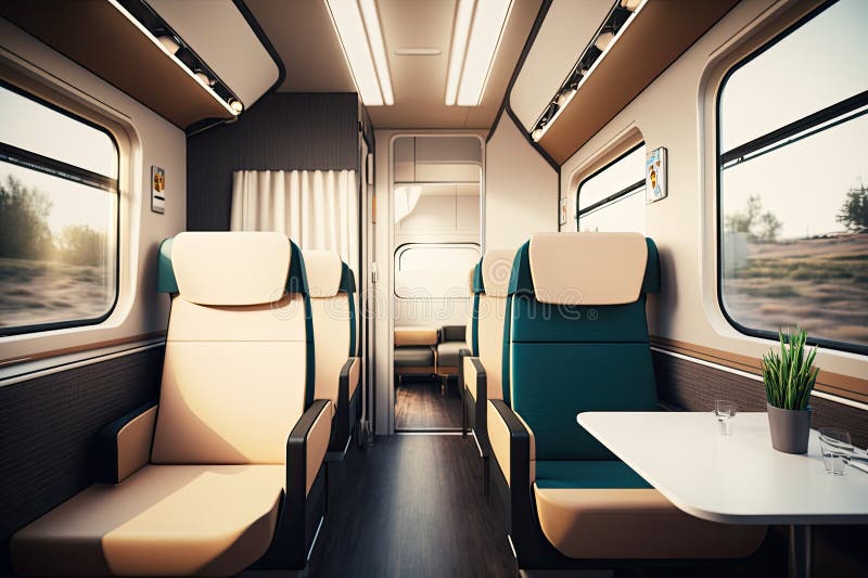 Modern Train Interior with Sleek Lines and Minimalist Design, Featuring ...