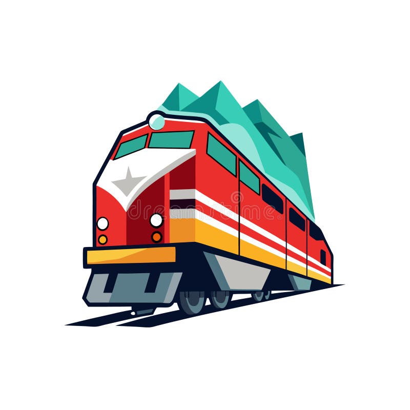 Modern Train Locomotive Design with Mountain Background Vector Stock ...
