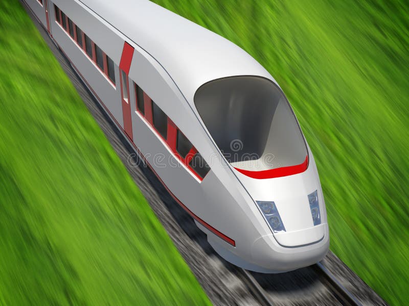 Train Moving Forward on Rail-tracks, Side View Stock Image - Image of ...