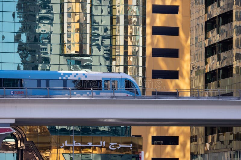 Modern Train Running Atop an Elevated Bridge in a Densely Populated ...