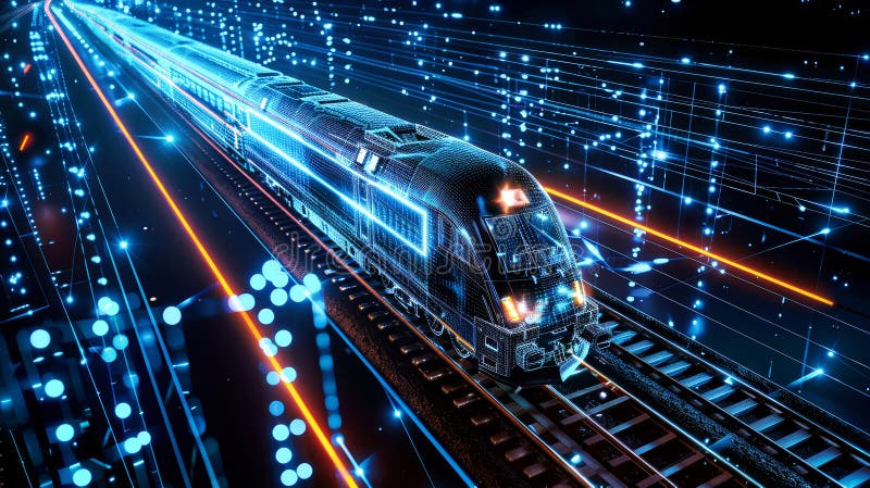 A Modern Train is Seen Traversing through a Tunnel Illuminated by Vivid ...