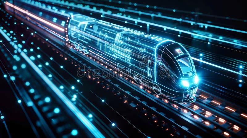 A Modern Train is Seen Traversing through a Tunnel Illuminated by Vivid ...