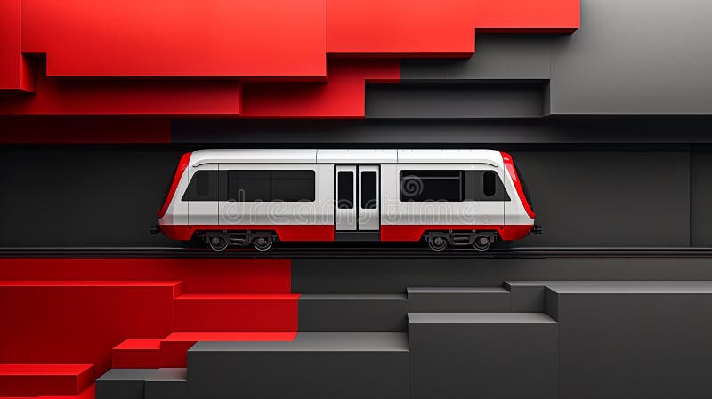 Modern Train with Red and White Design Stock Illustration ...