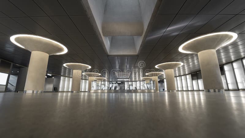 Illuminated Entrance Hall of a Subway Station in Cologne, Germany ...