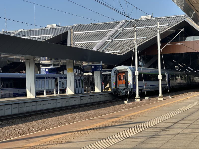 Modern Train Station with Sleek Architecture, Featuring Multiple ...