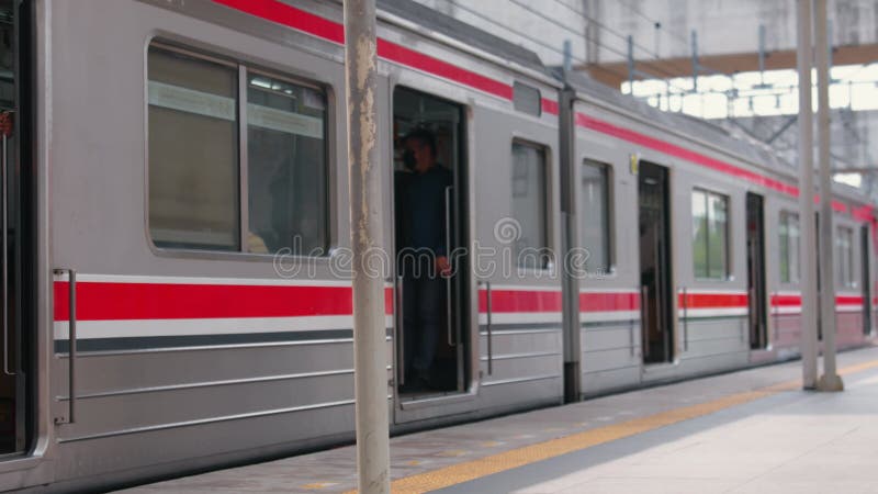 Modern Train at Station with Open Doors Stock Footage - Video of system ...