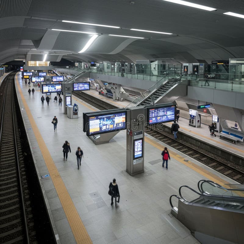 Modern Train Station with an Open Platform Design Features Multiple ...