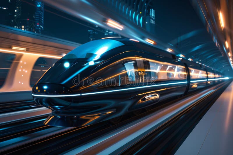 Modern Train at Station Platform with Futuristic Elements. Stock Image ...