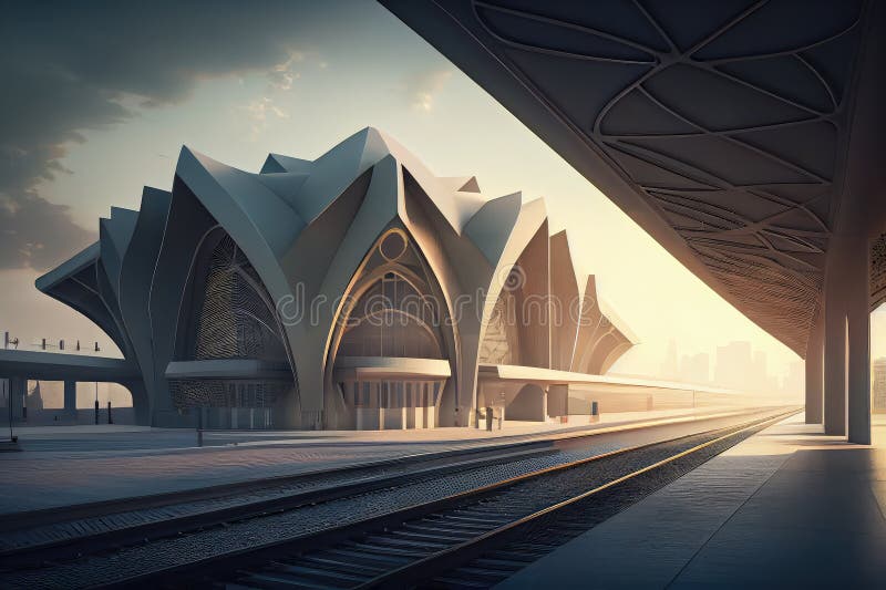 Modern Train Station, with Sleek and Minimalist Design Elements, that ...