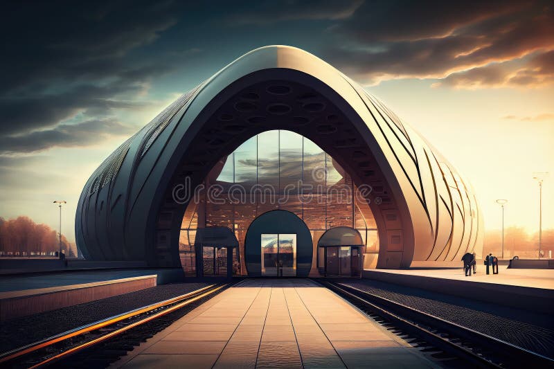 Modern Train Station, with Sleek and Minimalist Design Elements, that ...