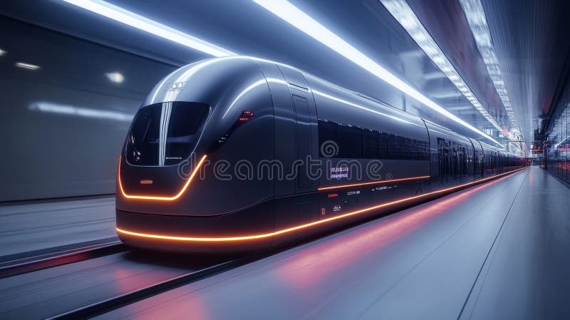 Modern Train Transporting Freight through a High Tech Logistics Hub ...