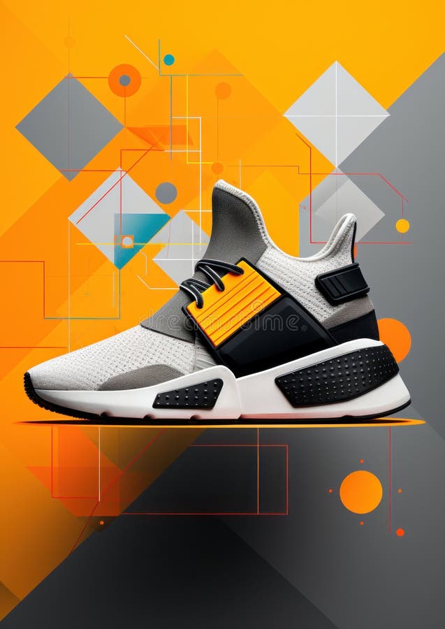 Modern Trainers with Geometric Shapes and Minimalist Layout Stock Photo ...