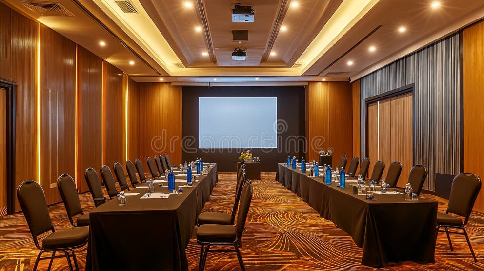 A Modern Training Room Setup with Digital Projectors and Neatly Placed ...