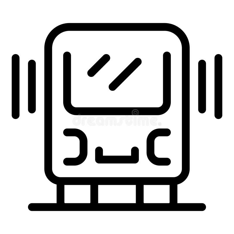 Modern Tram Arriving at Public Transportation Stop Icon Stock Vector ...