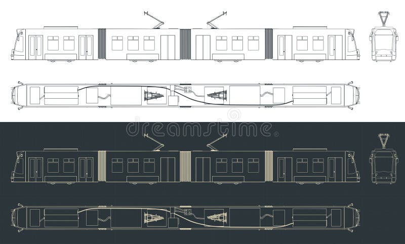 Modern tram blueprints stock vector. Illustration of travel - 274358760