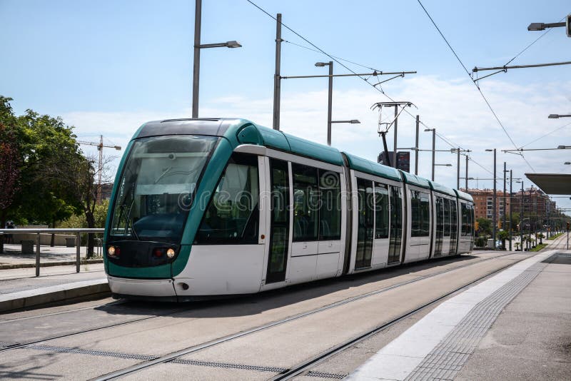 Modern tram in city stock photo. Image of outdoors, express - 151275614