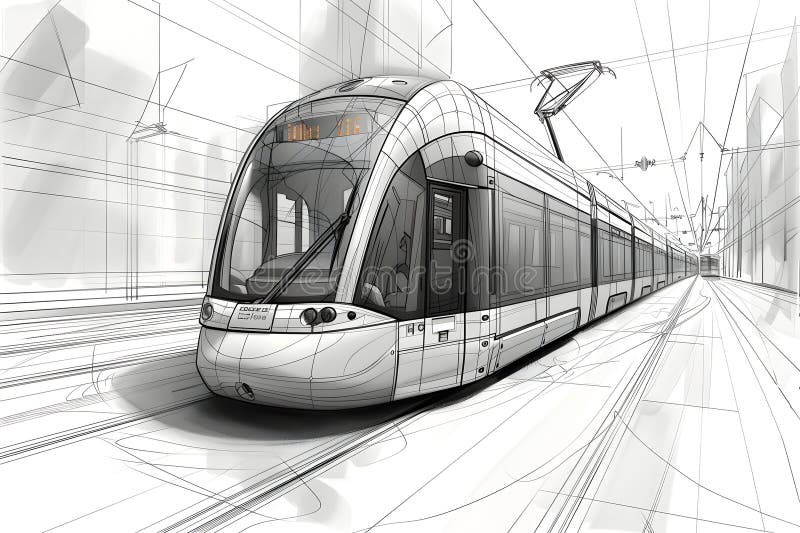 Modern Tram Design with Urban Backdrop Showcasing Transit Innovation ...