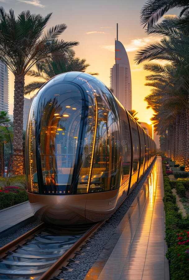 Modern Tram on Rails at the Evening Stock Photo - Image of traffic ...