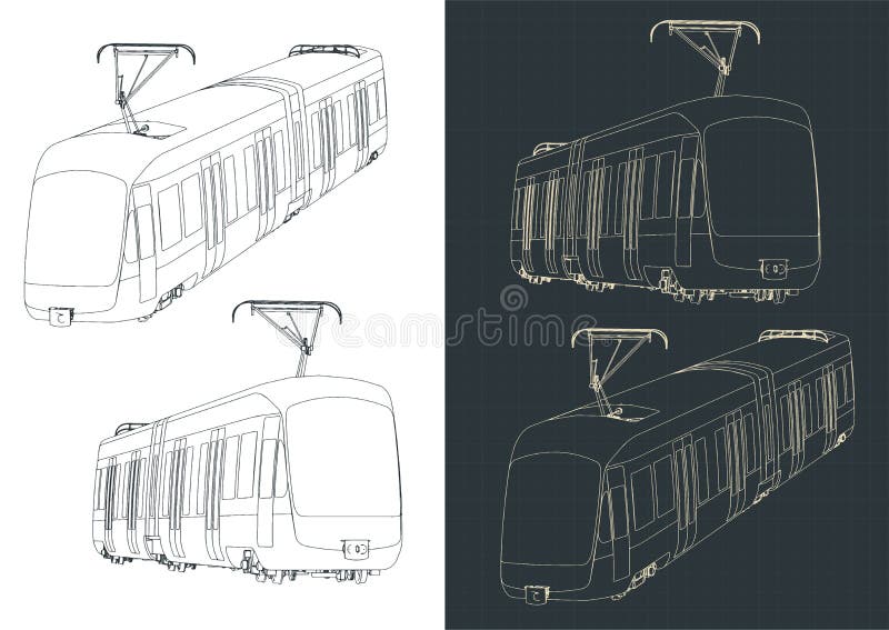 Modern tram sketches stock vector. Illustration of vehicle - 240219777
