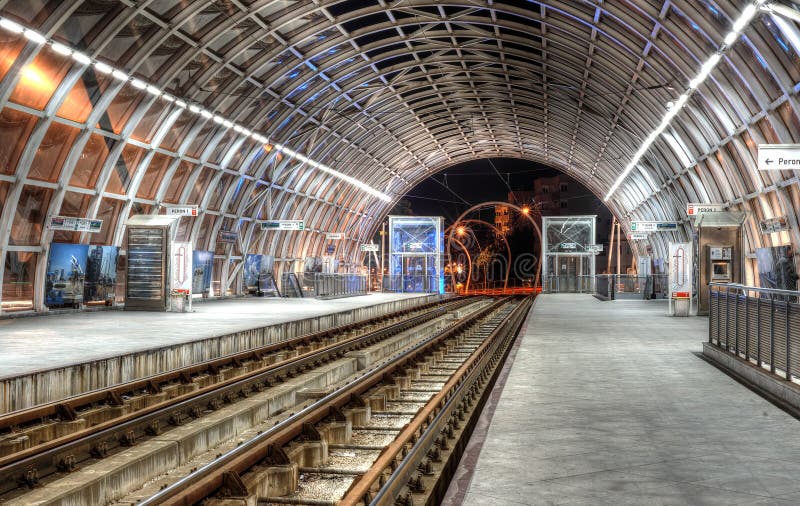 Modern Tram Station on Basarab Overpass Bridge during Night Editorial ...