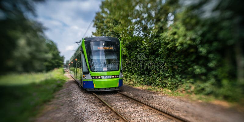 Modern tramway in London editorial photography. Image of station ...