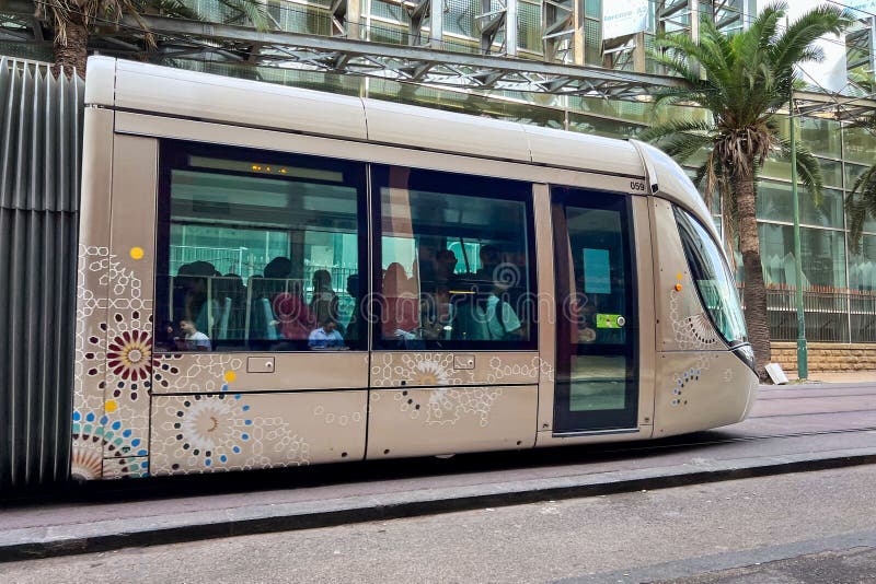 A Modern Tramway Passing on the Road in Rabat Editorial Photography ...