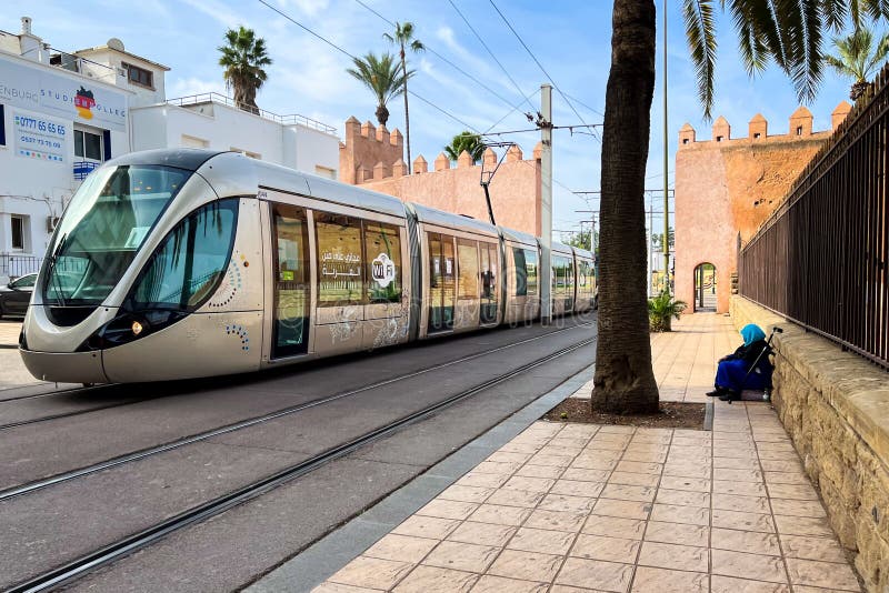 A Modern Tramway Passing on the Road in Rabat Editorial Stock Image ...