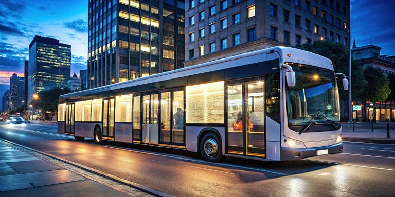 Modern Transit Bus Ad Space a Vibrant Urban Commute Visualization Stock ...