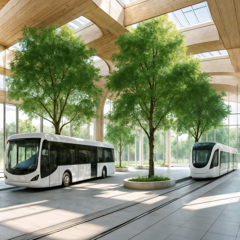 Modern Transit Hub Featuring Natural Elements and Sleek Design with ...