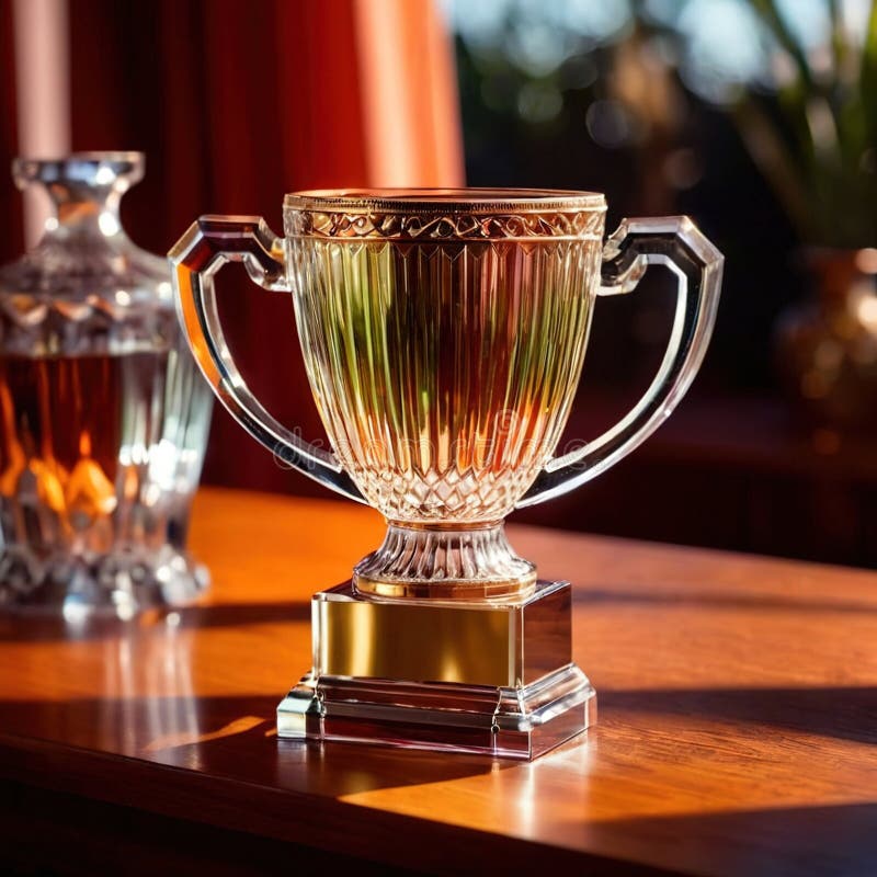 Modern Translucent Trophy Made of Glass Crystal Stock Illustration ...