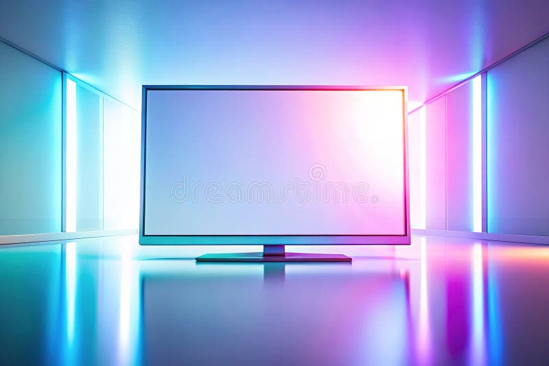 Modern Transparent Futuristic Screen Mockup Empty Wide Rectangular ...