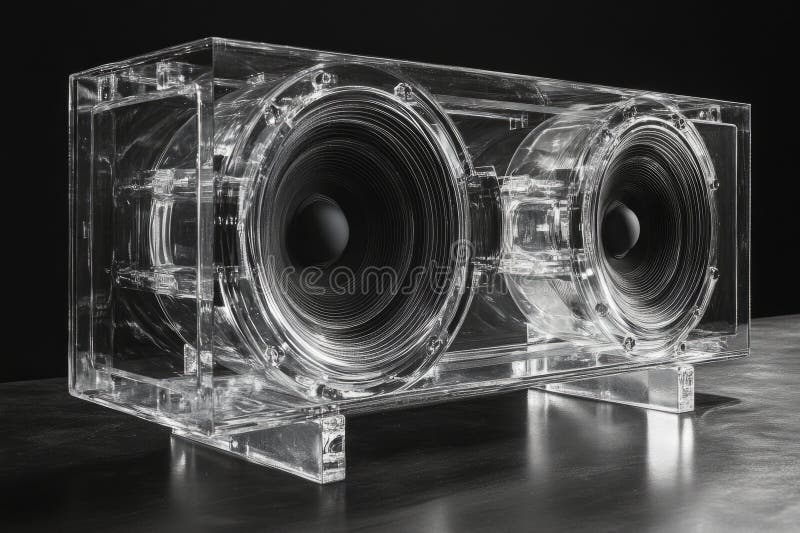 Modern Transparent Stereo Speaker Showcasing Its Internal Components ...