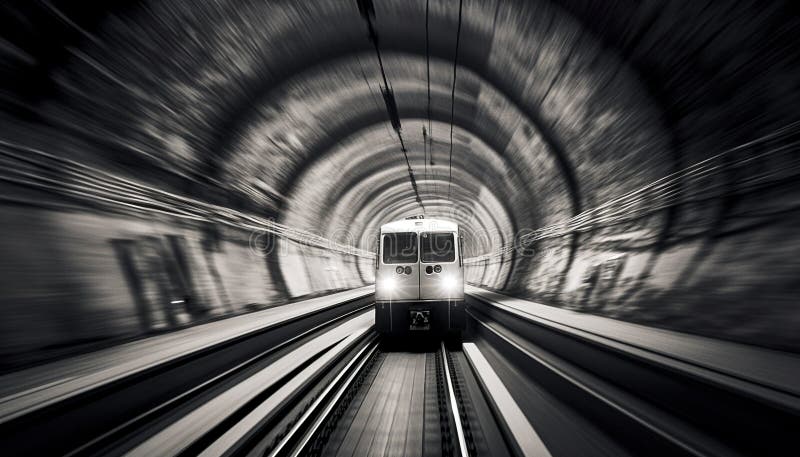 Modern Transportation on the Move through Futuristic Cityscape Corridor ...