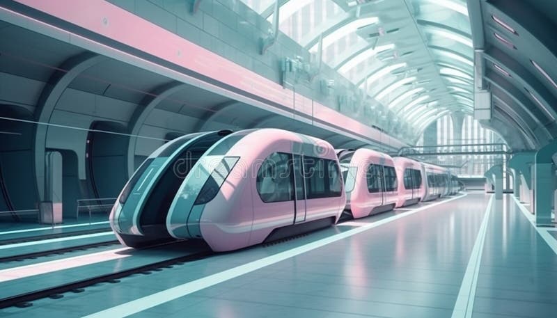 Modern Transportation on the Move High Speed Train Arrival at Night ...