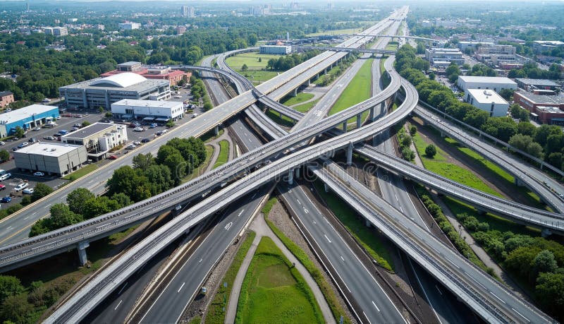 Modern Transportation Network Intersecting Highways and Railways ...