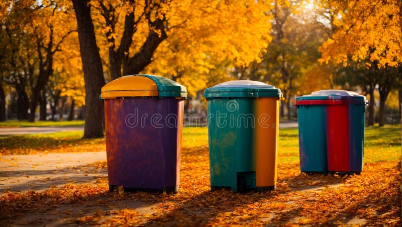 Modern Trash Bins a City Park Stock Illustration - Illustration of tidy ...