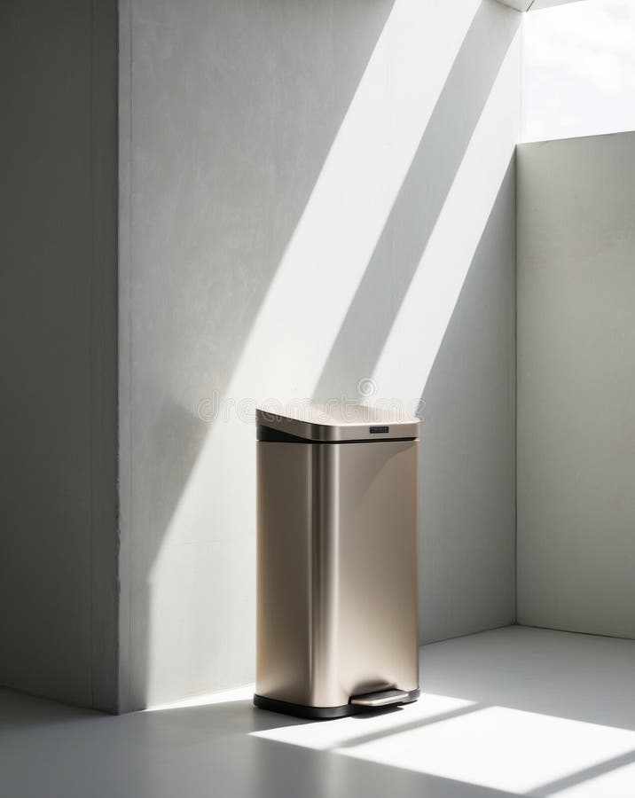 Modern Trash Can in Front of a Concrete Wall. Stock Photo - Image of ...